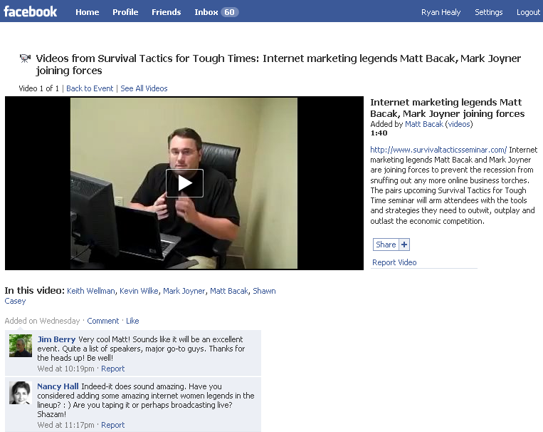 Matt Bacak announces seminar on Facebook - Business Growth Strategies
